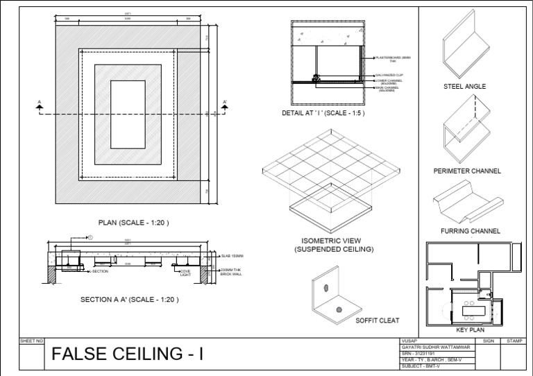 Architectural Design Plan for False Ceiling | PDF | Building ...