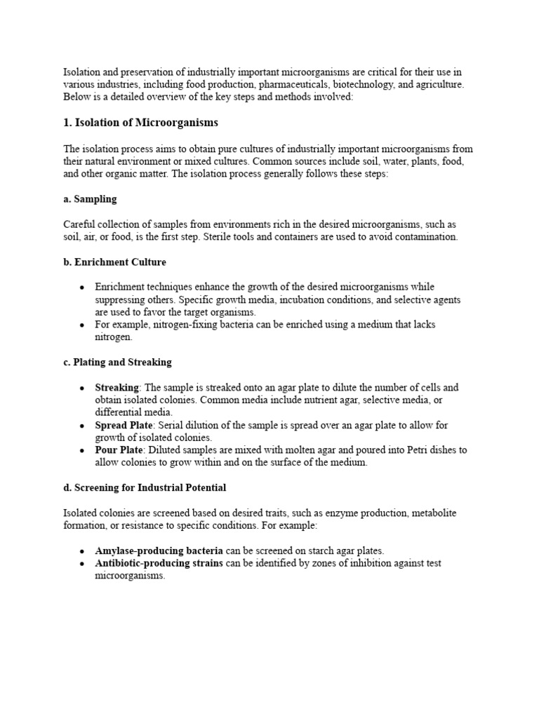 Isolation and Preservation of Microorganisms | PDF | Growth Medium ...