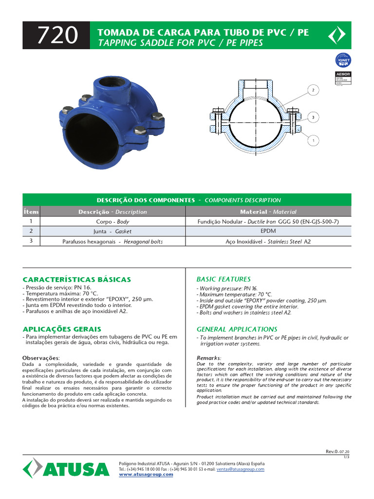 Ft Tomada Carga Para Tubagem Pvc Ref. 720 | PDF | Metais | Materiais de ...