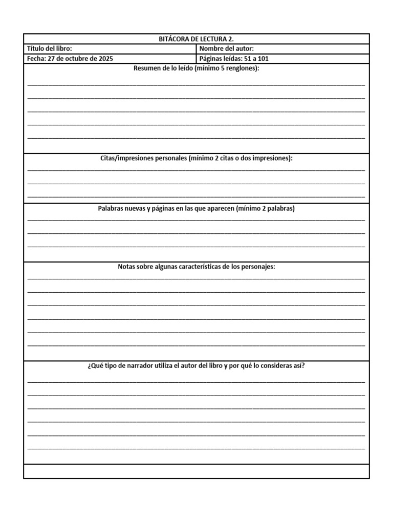 Bit-Cora de Lectura 2 | PDF | Novelas