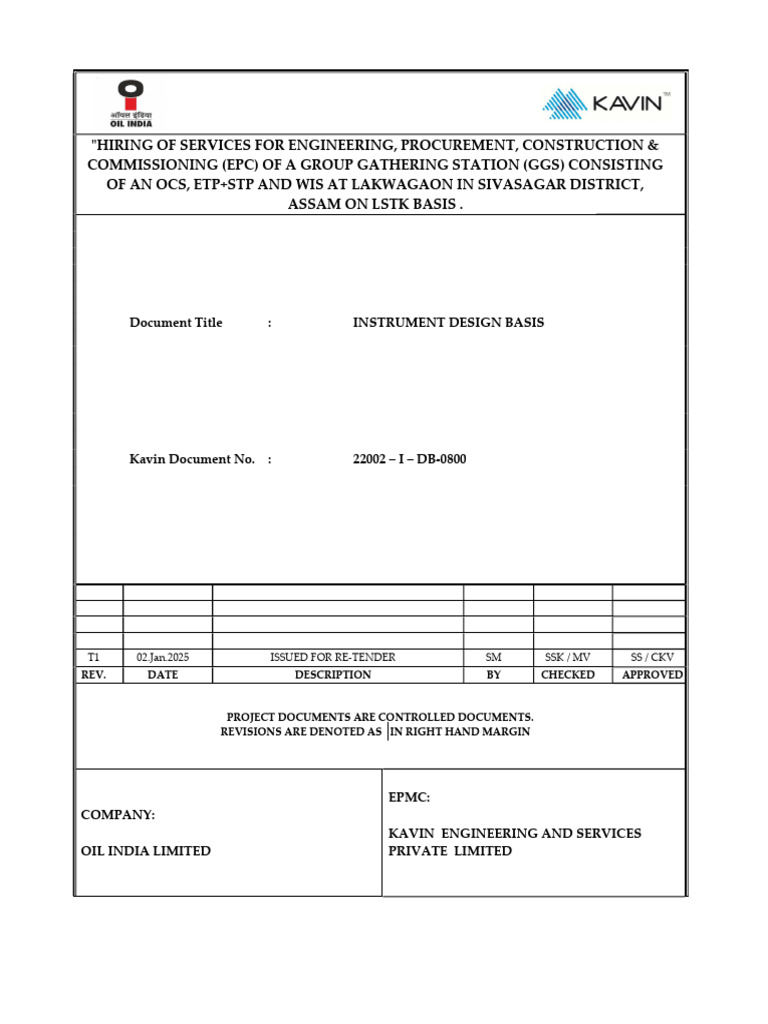 Instrument Design Basis | PDF | Pipe (Fluid Conveyance) | Electrical ...