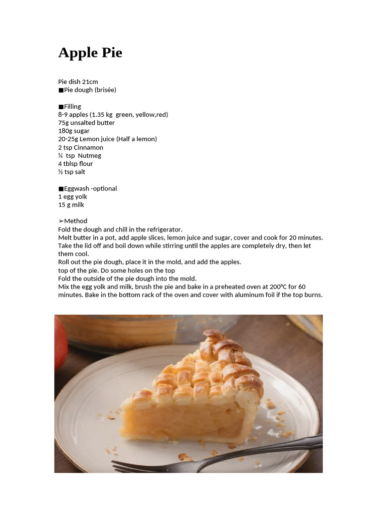 Classic Apple Pie Recipe Guide | PDF