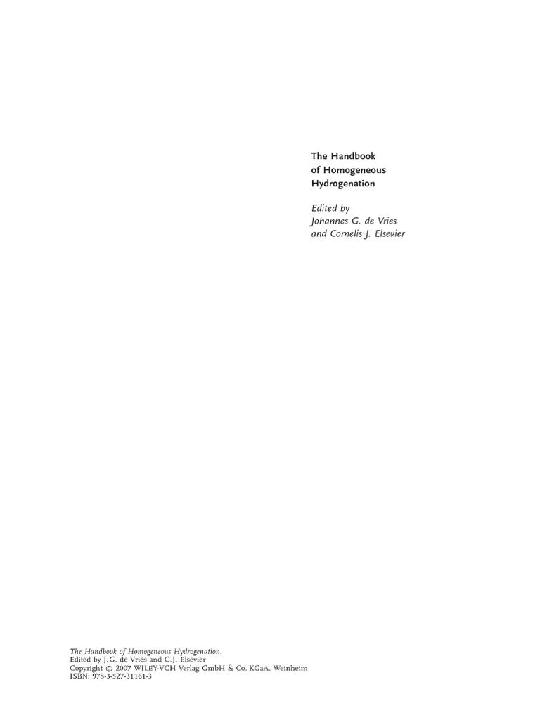 Handbook of Homogeneous Hydrogenation | PDF | Hydrogenation | Catalysis
