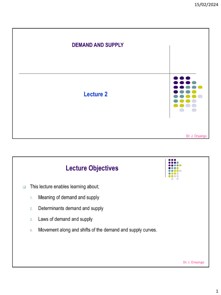 Lecture 2 - Demand and Supply | PDF