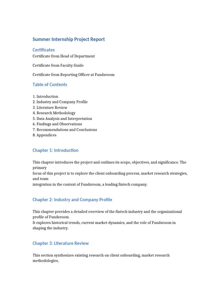 Summer Internship Project Report | PDF
