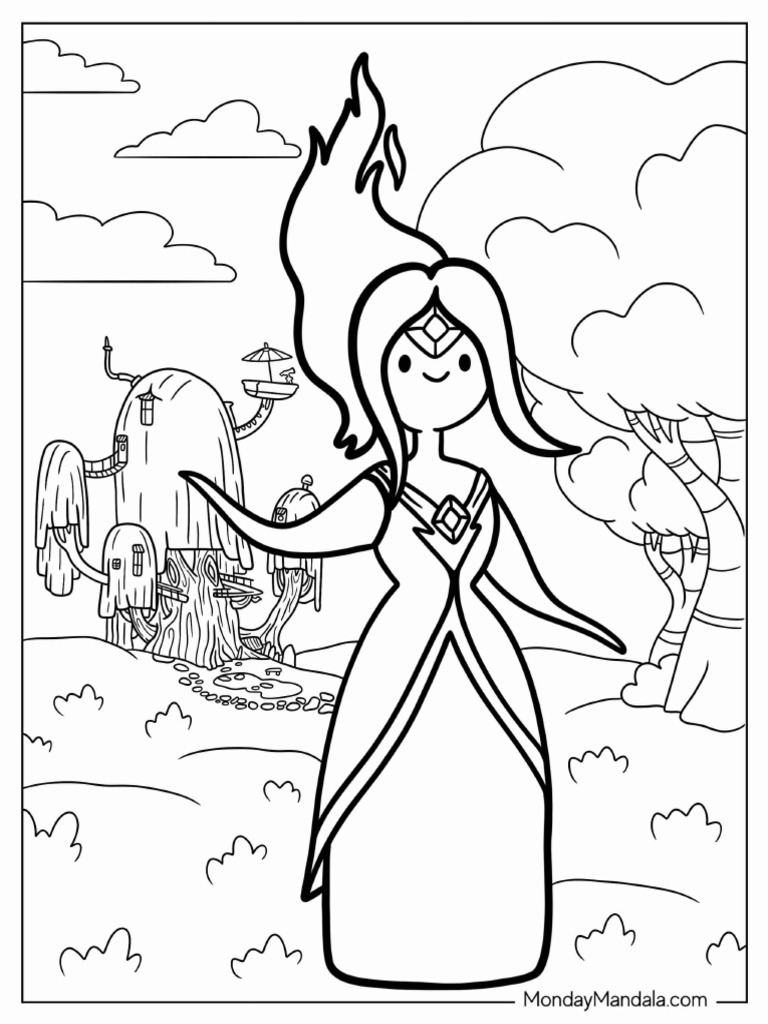 Flame Princess Coloring Sheet For Kids | PDF