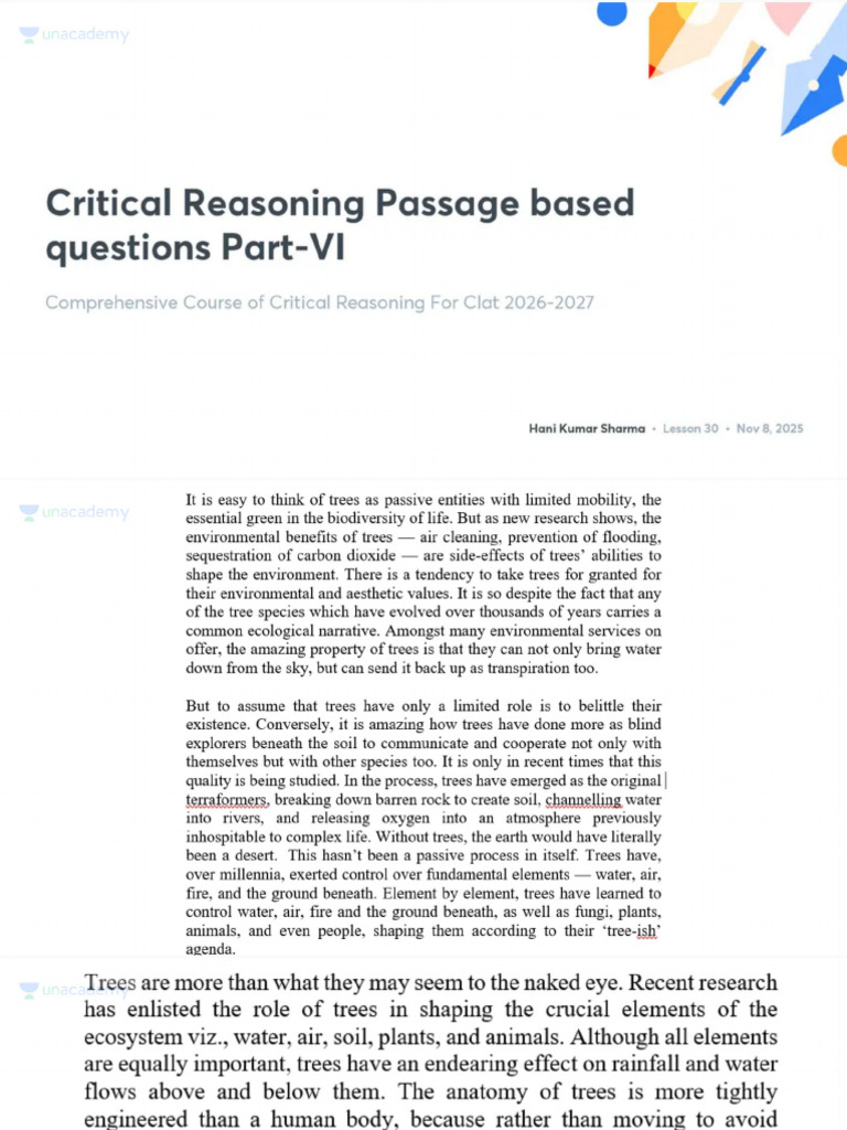 Critical Reasoning Passage Based Questions PartVI No Anno | PDF