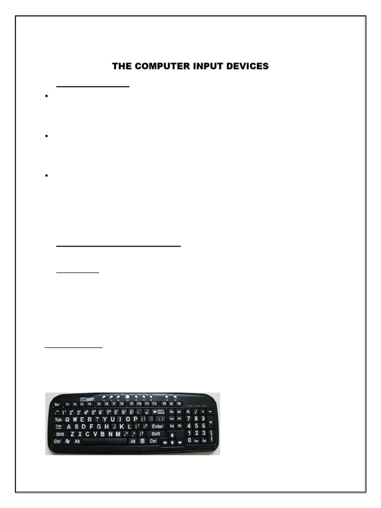 LESSON 6 THE INPUT DEVICES | PDF | Image Scanner | Computer Keyboard