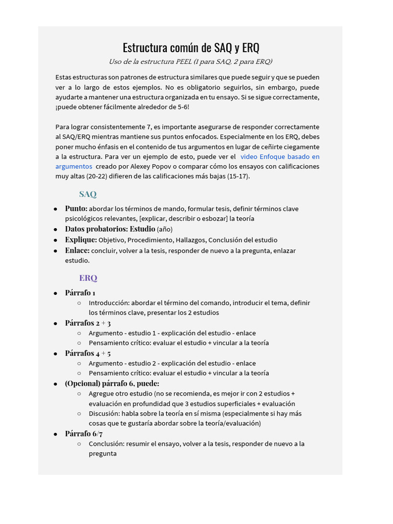 Estructura Común de SAQ y ERQ | PDF