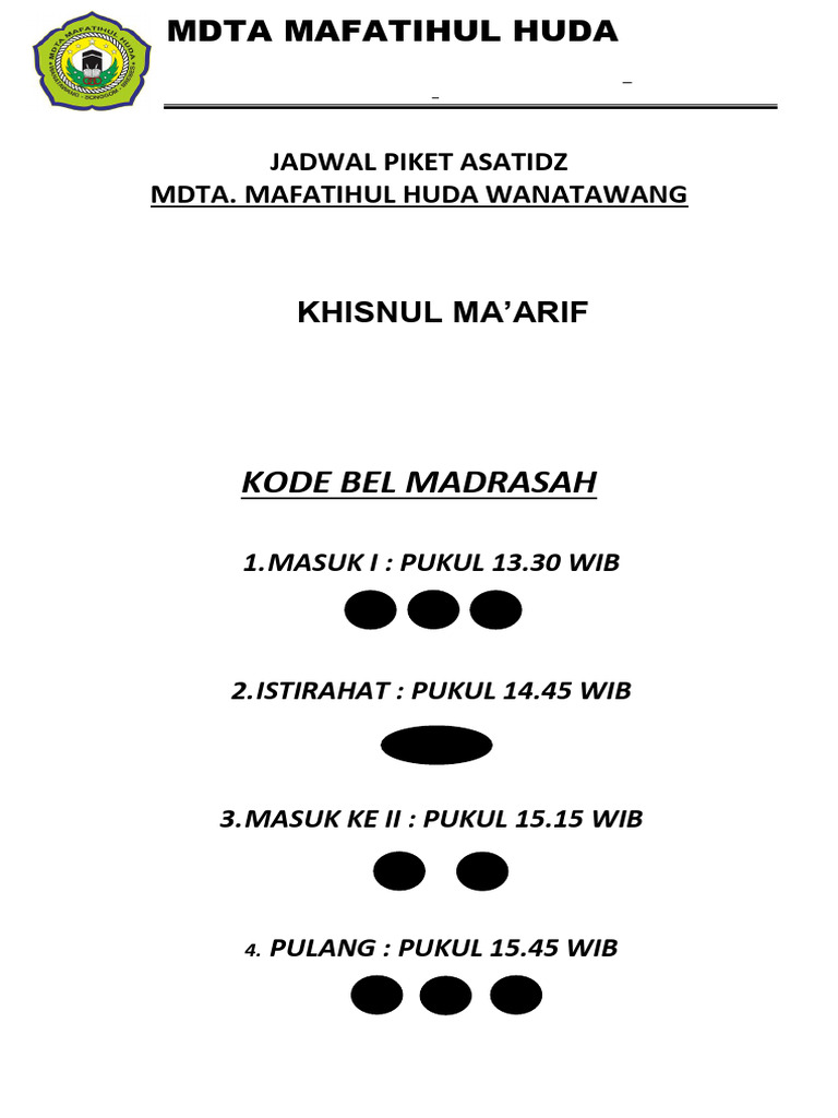 Kode Bel Madrasah | PDF