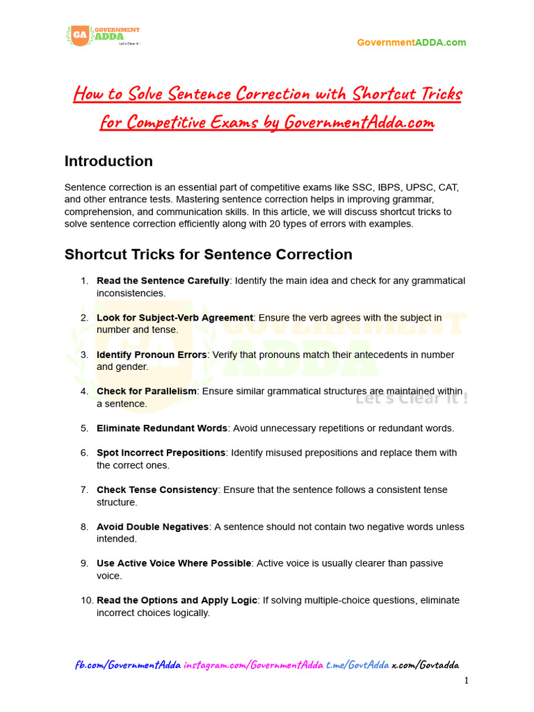Sentence Correction Tips for Exams | PDF | Verb | Multiple Choice