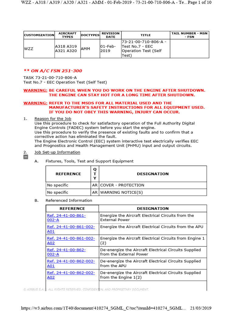 EEC Operation Test Procedure for A320 | PDF | Aircraft | Airbus