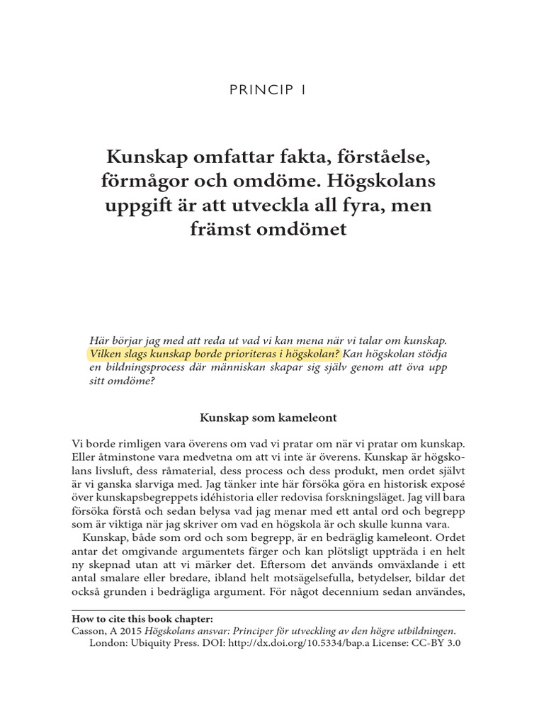 Cason Kunskap Omfattar Fakta Forstaelse Formagor Och Omd | PDF