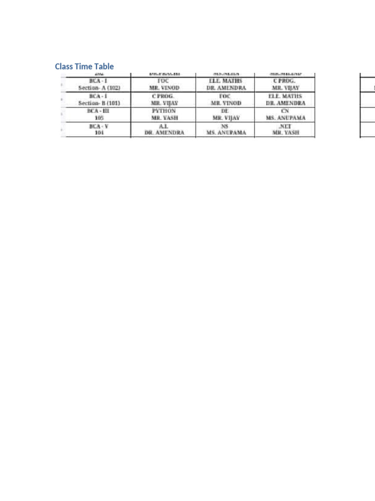 Time Table | PDF