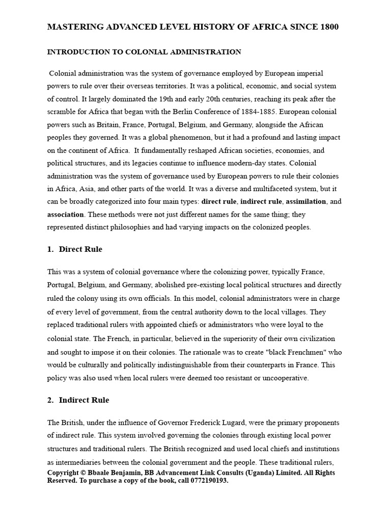 Colonial Administration in Africa 1800+ | PDF | Colonialism | Tutsi