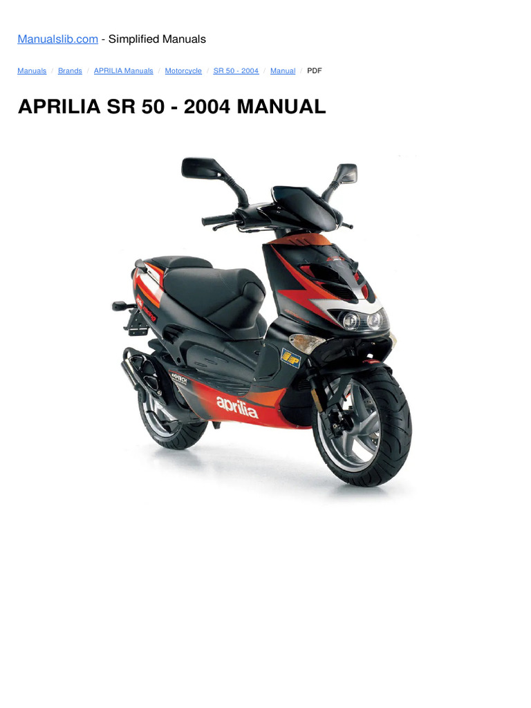 Aprilia SR 50 2004 Owner's Manual | PDF