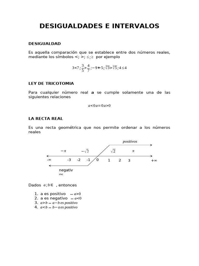 Desigualdades Intervalos y Teoremas 5to Año 2025 (Teoria) | PDF ...