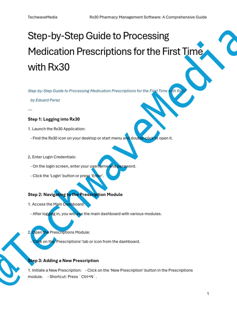 Rx30 Pharmacy System User Guide | PDF | Medical Prescription | Pharmacy