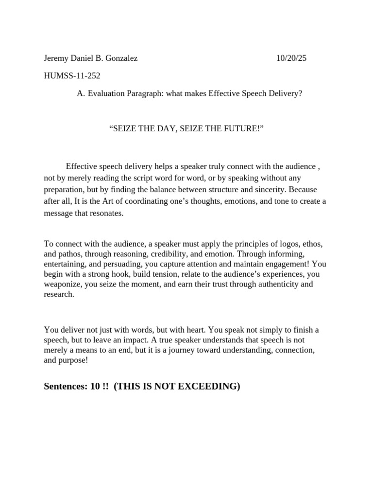 Effective Speech Delivery Techniques | PDF