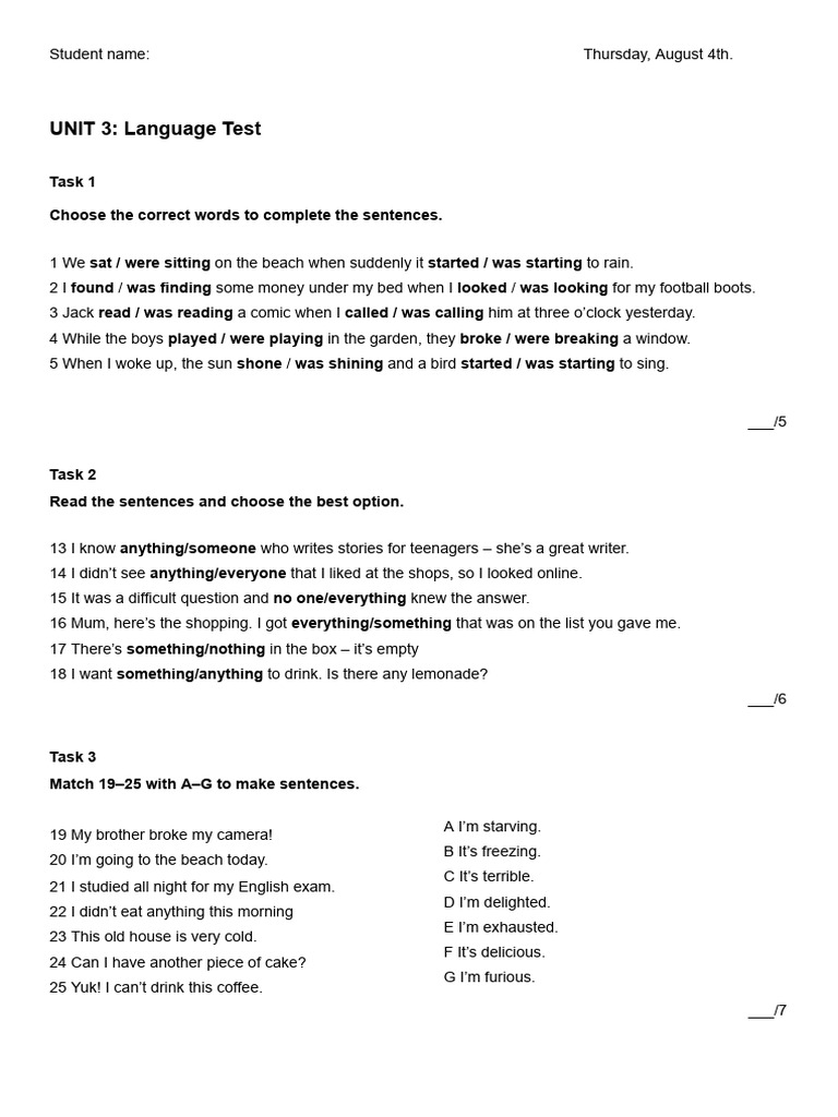 UNIT 3_ Language Test - 28_08.Docx (2) | PDF | Linguistics