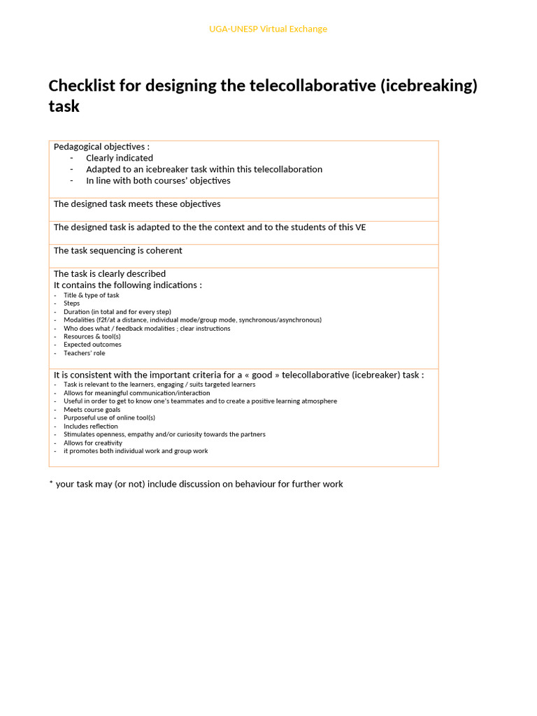 Checklist For Designing The TC Task-5 | PDF