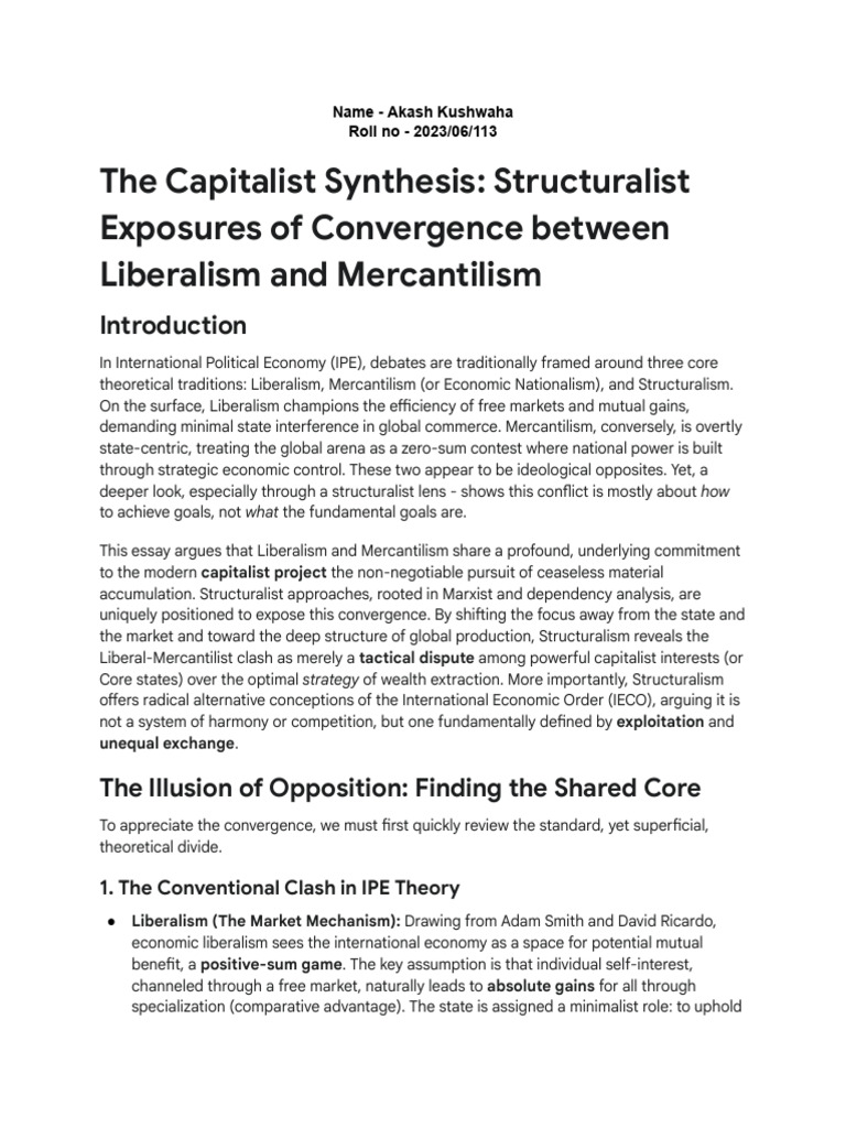 2023_06_113 IPE assign. | PDF | World Systems Theory | Mercantilism