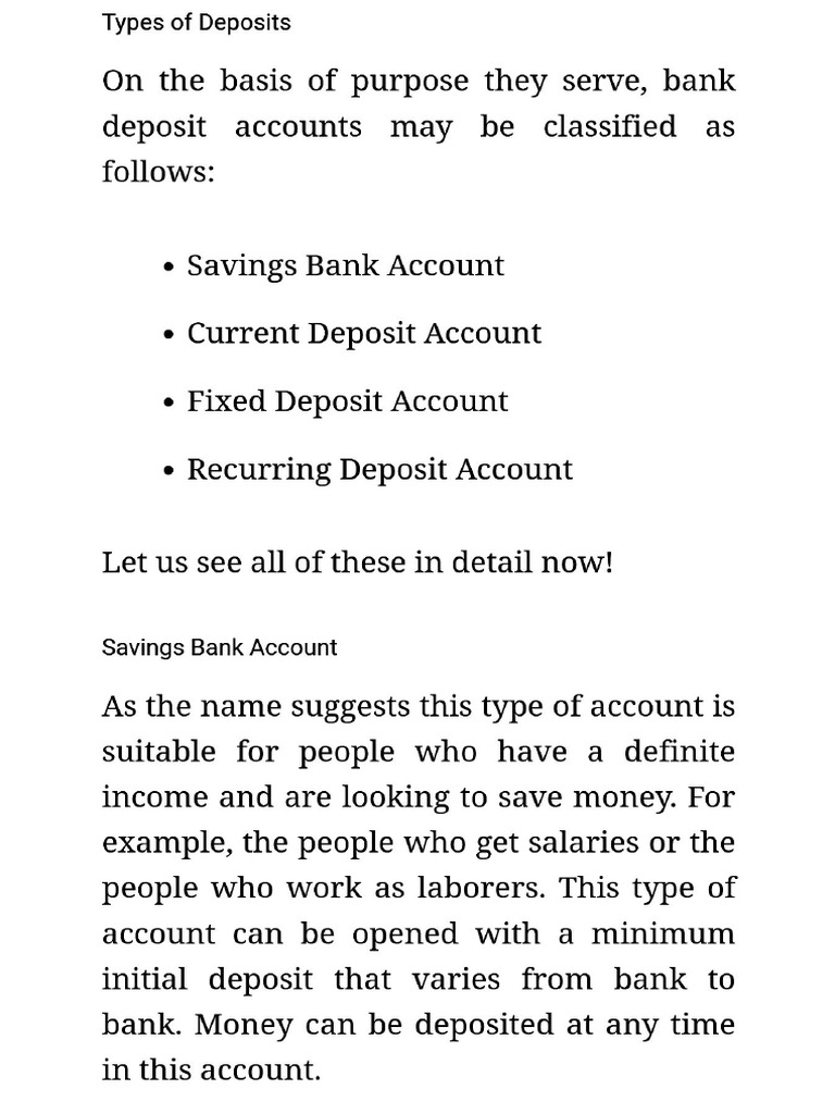 Types of Deposits | PDF
