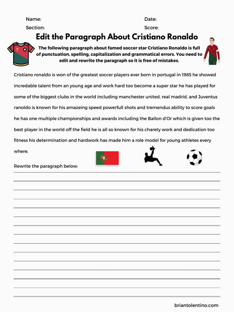 Edit Cristiano Ronaldo Biography | PDF