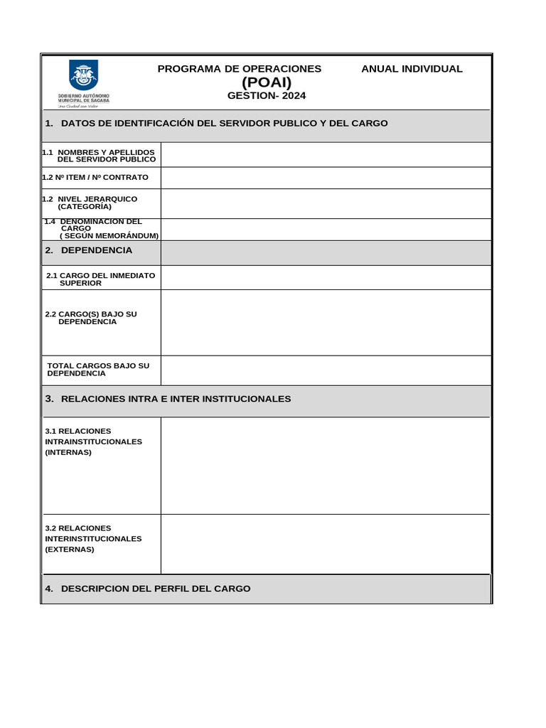 POAI 2024: Programa Operativo Anual Individual | PDF