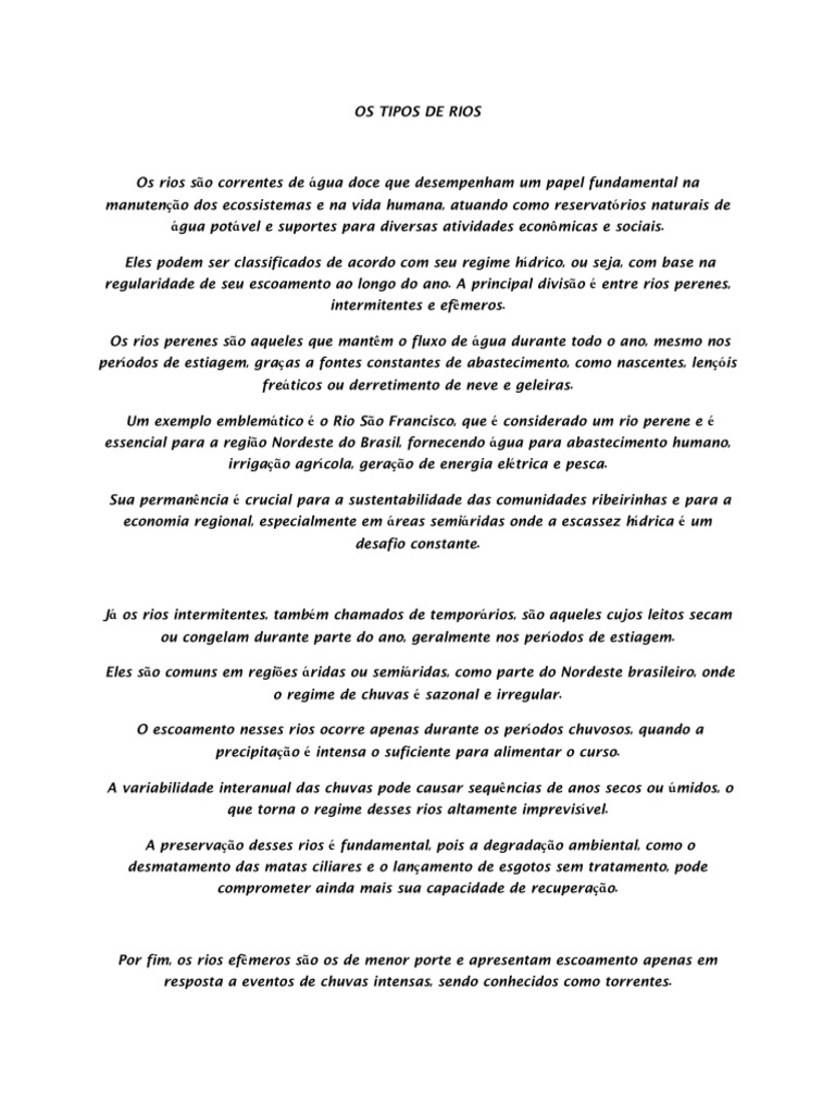OS TIPOS DE RIOS | PDF | Água | Seca