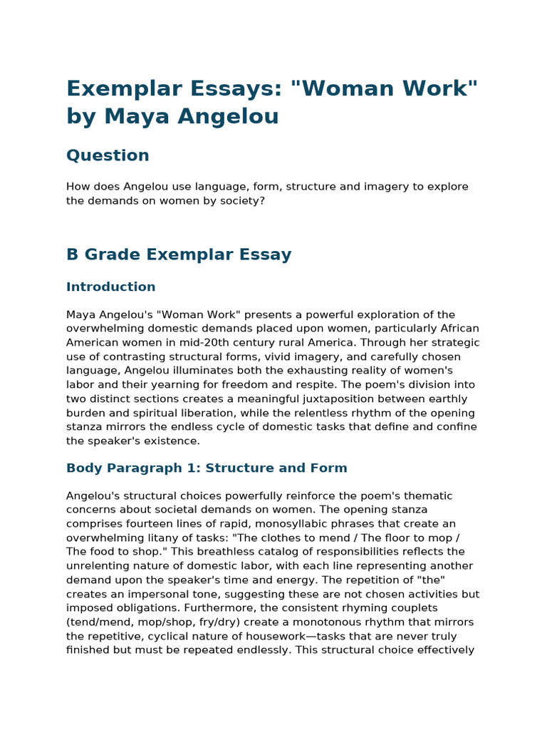 Woman Work by Maya ANgelou (1) | PDF | Poetry | Linguistics