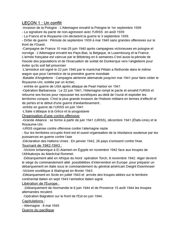 Conflits et Résistance pendant la WWII | PDF | France de Vichy | Axe ...