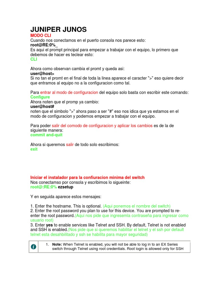 Juniper Junos | PDF | Interfaz de línea de comando | Protocolos de comunicaciones