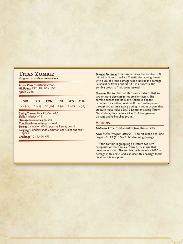 DWW Sleeping Giant Stat Block | PDF