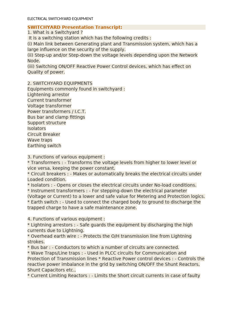 Understanding Electrical Switchyard Equipment | PDF | Electric Power ...