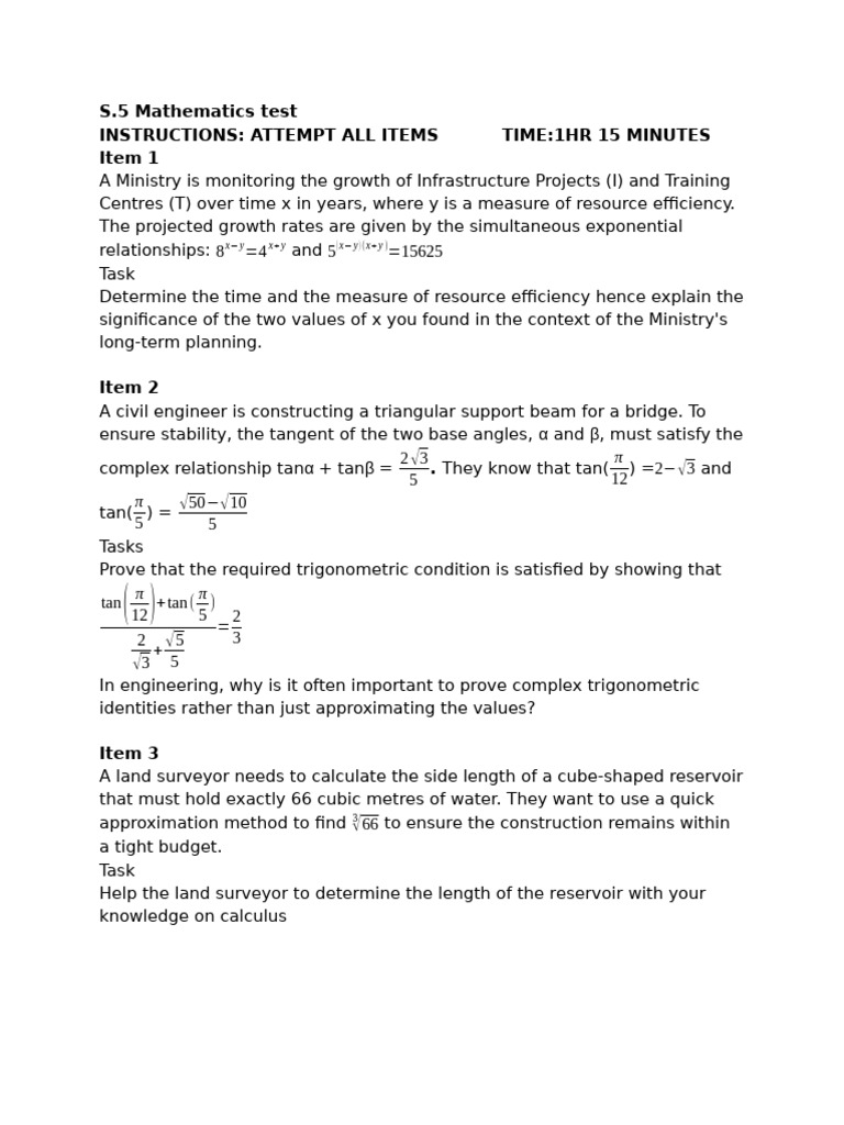 S.5 Pre-Eoy Test | PDF