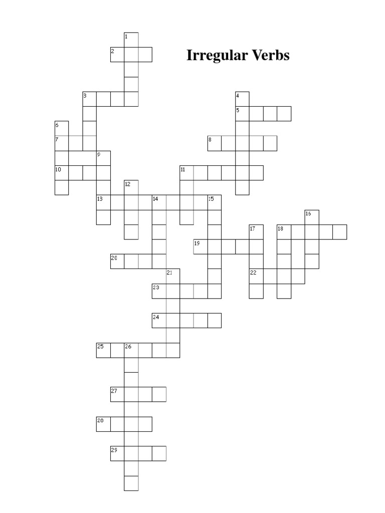 Irregular Verbs Criss Cross Puzzle | PDF