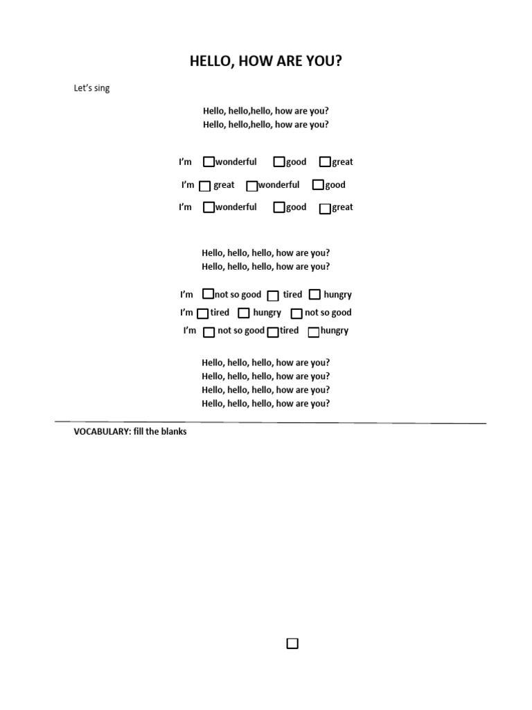 Hello How Are You | PDF