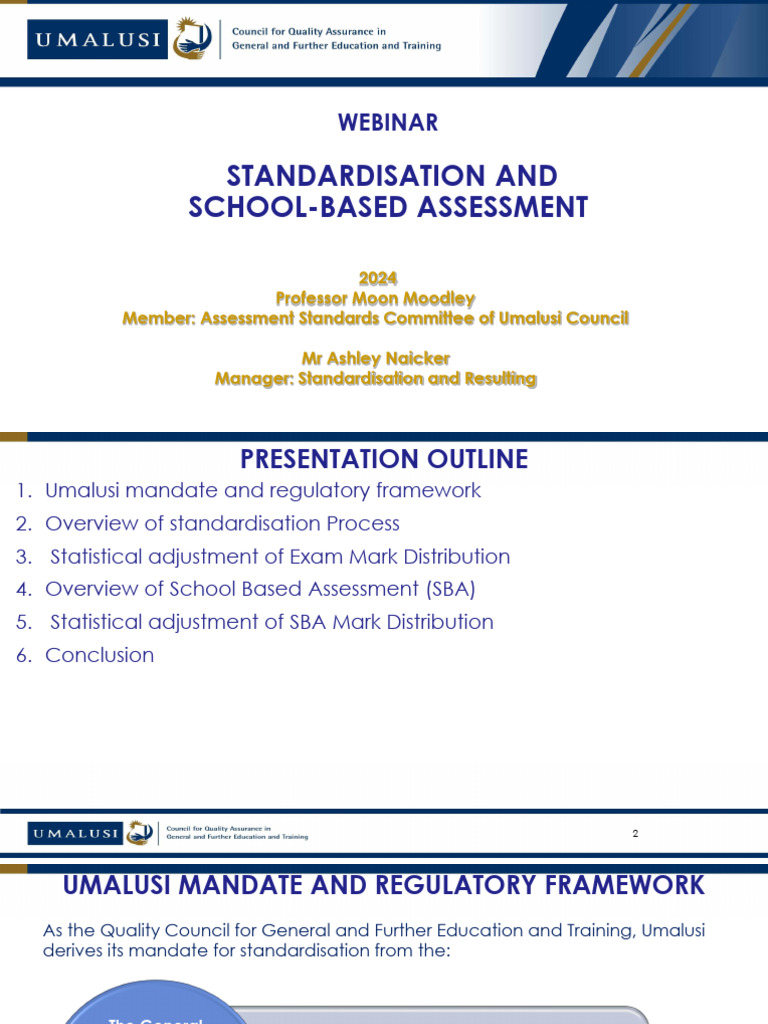 Umalusi School Assessment Standardisation | PDF | Standardization