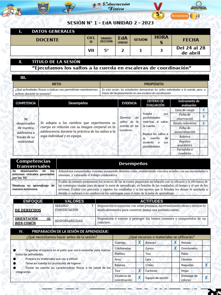 Saltos a la cuerda en escaleras de coordinación | PDF | Evaluación ...