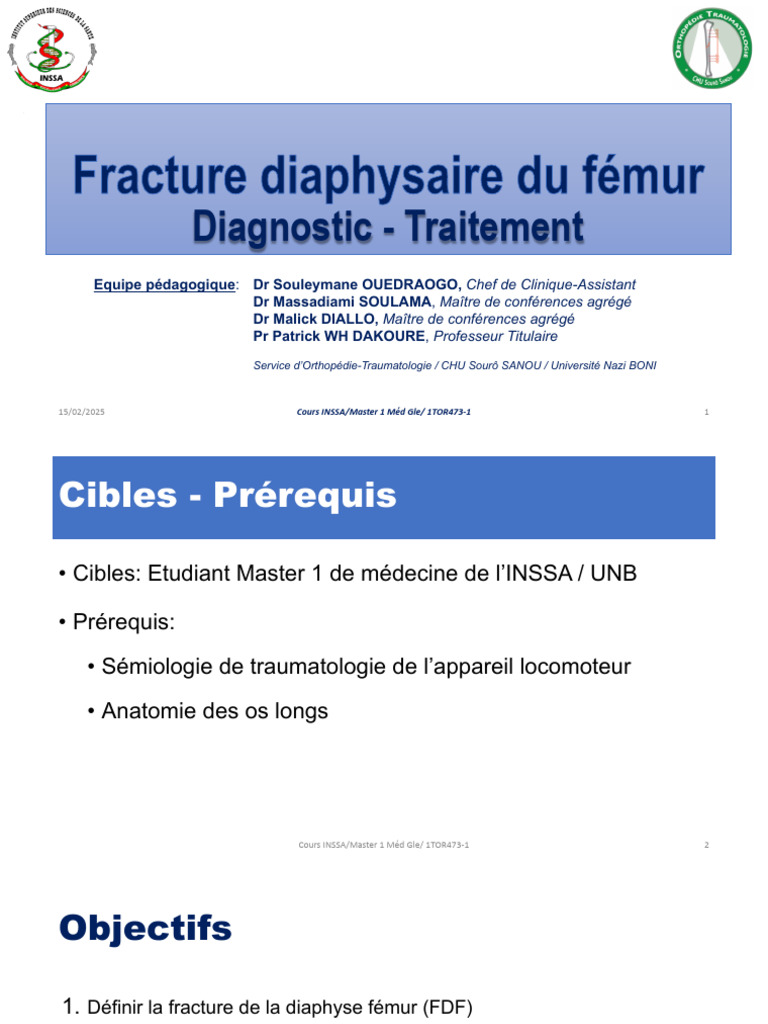 Fracture diaphyse fémorale : diagnostic et traitement | PDF | Pouls ...