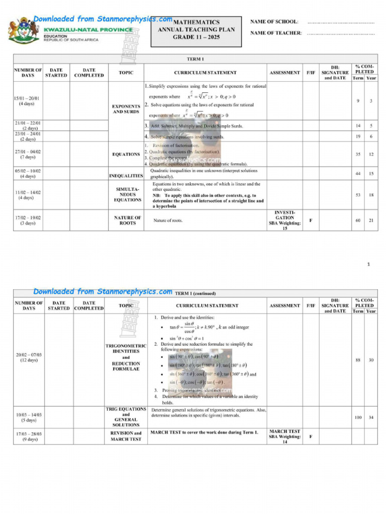 Gr-11 MATH ATP 2025 | PDF