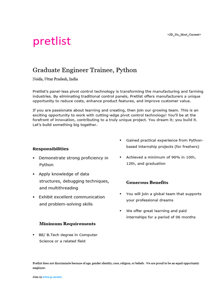 MM Pretlist Graduate Engineer Trainee (Python) | PDF