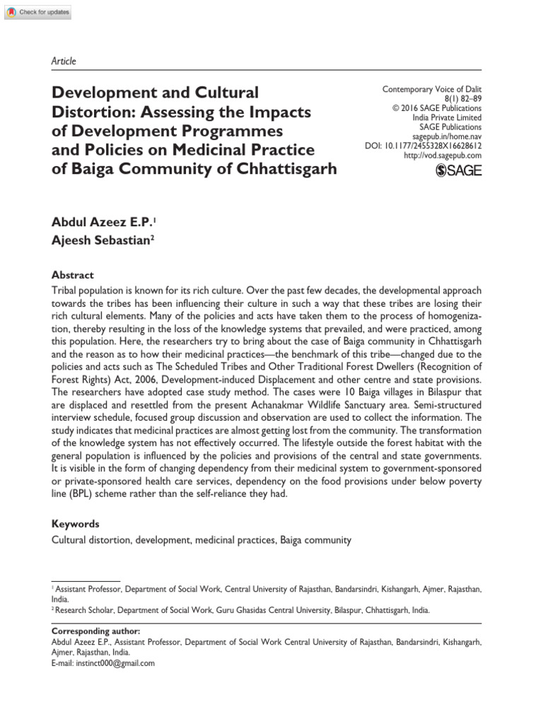 Abdul Azeez e P Sebastian 2016 Development and Cultural Distortion ...