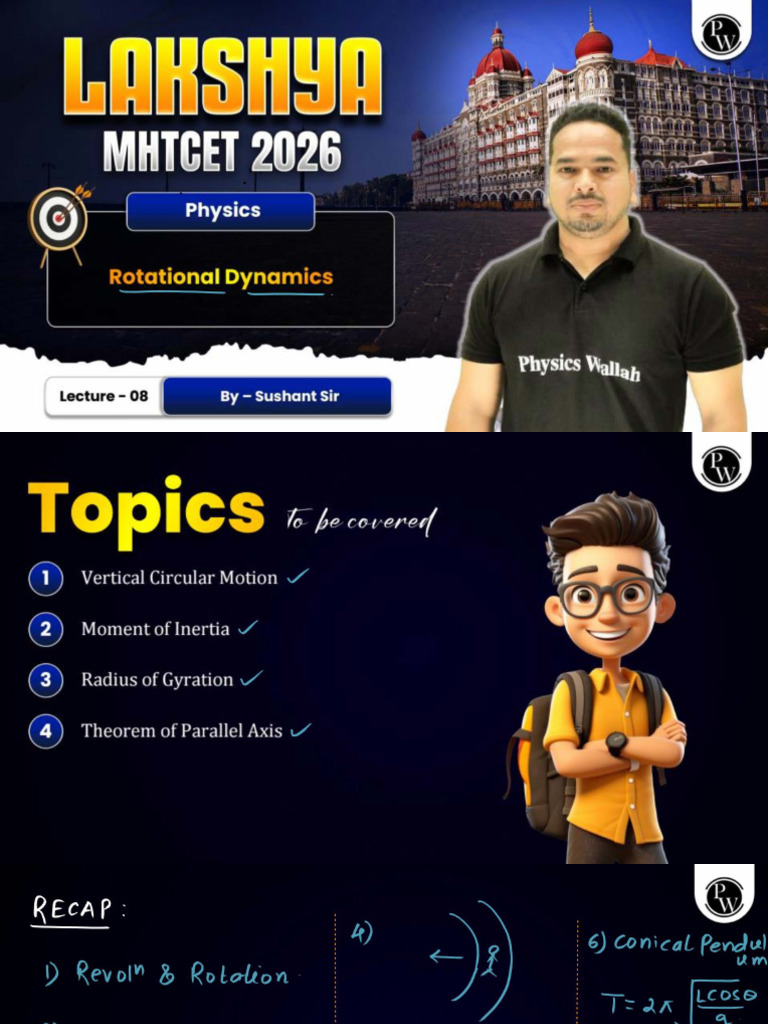 Rotational Dynamics 08 - Class Notes - Lakshya MHTCET 2026 | PDF