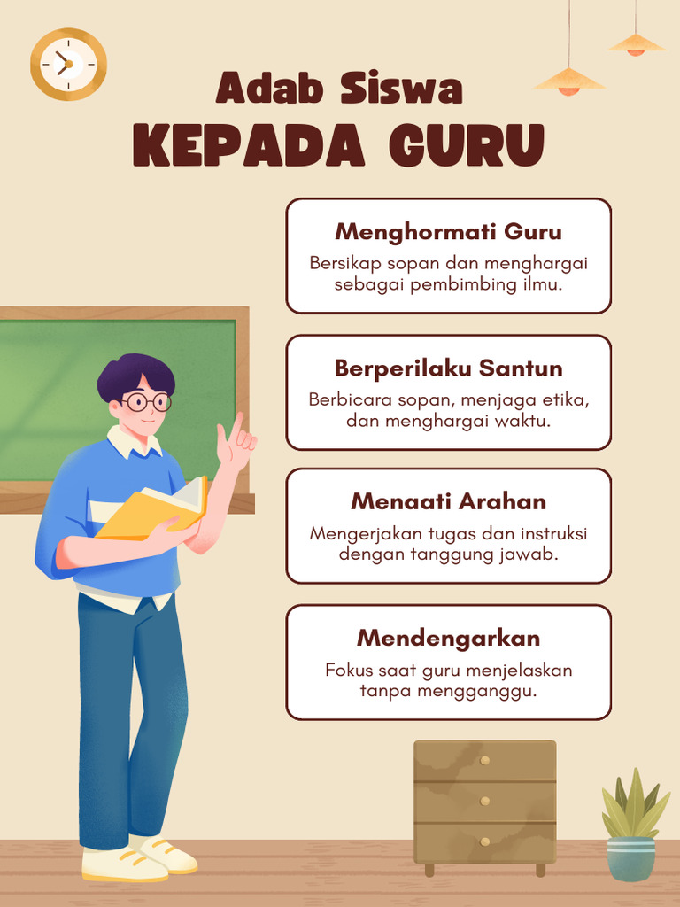 Adab Siswa Kepada Guru Poster Pendidikan Kuning Ilustrasi | PDF
