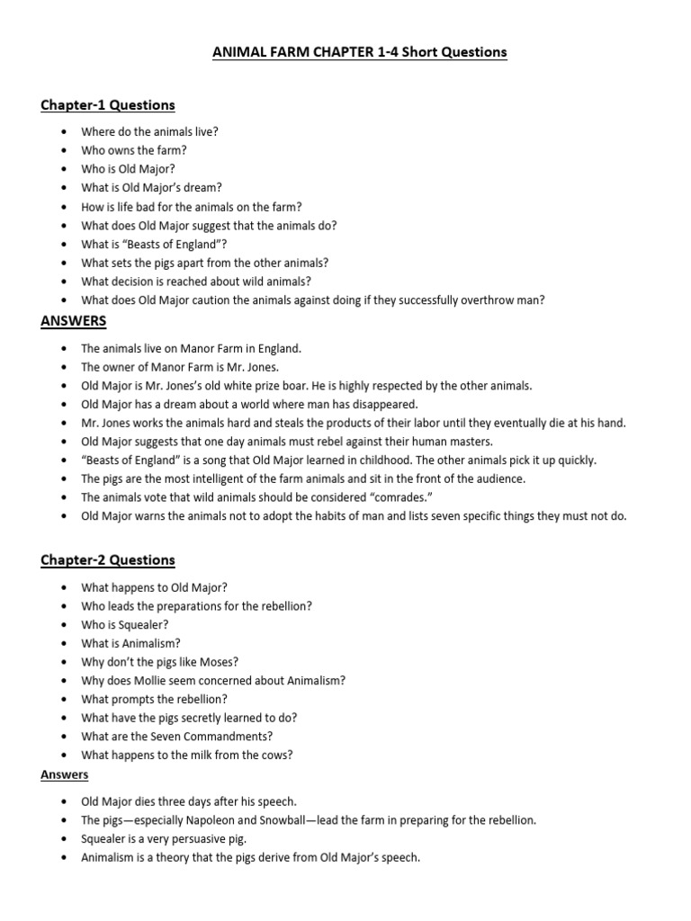 File-3 Short Questions - Animal Farm | PDF