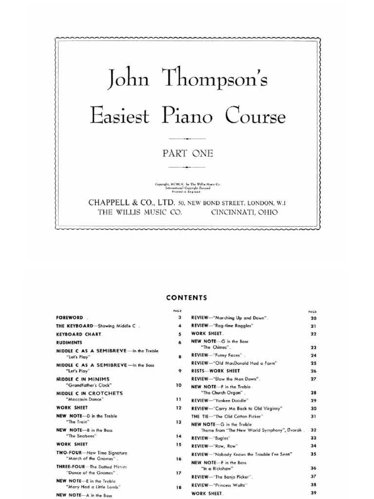 Easies Piano Course Part 1 - by John Thompson | PDF