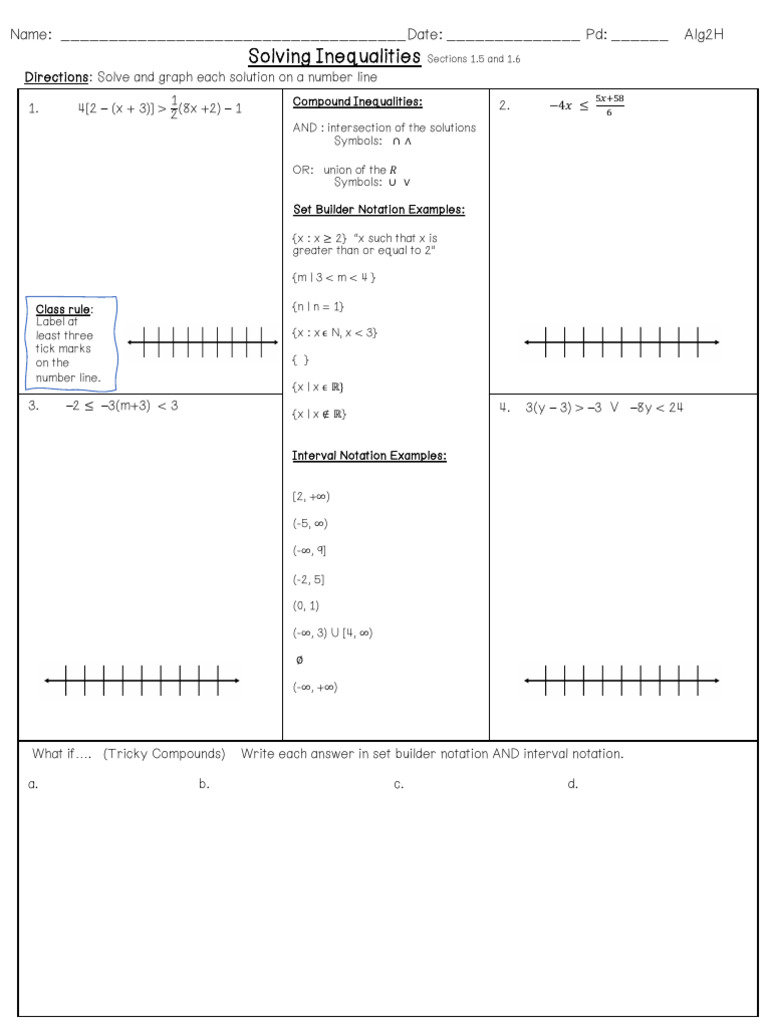 Solving Inequalities and Notation Guide | PDF | Inequality (Mathematics ...