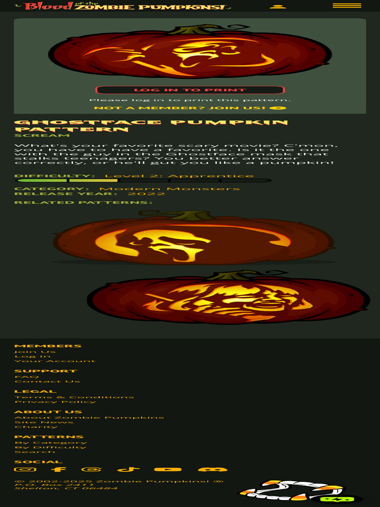 Pumpkin Carving Patterns and Stencils - Zombie Pumpkins! - Ghostface ...